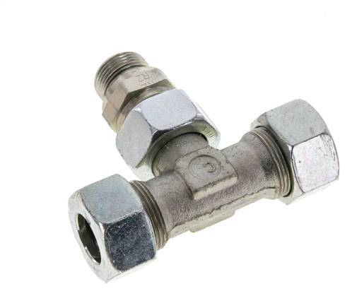 18L & M22x1.5 Verzinkt Stalen T-stuk Snijringkoppeling Buitendraad 315bar Verstelbaar ISO 8434-1 ...