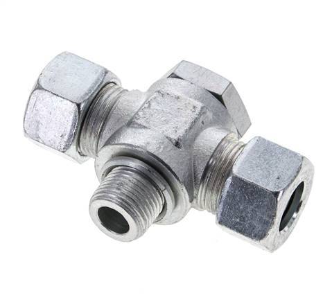 15L & M18x1.5 Verzinkt Stalen T-Draaidoorvoer Snijringkoppeling Buitendraad 315bar ISO 8434-1 ...