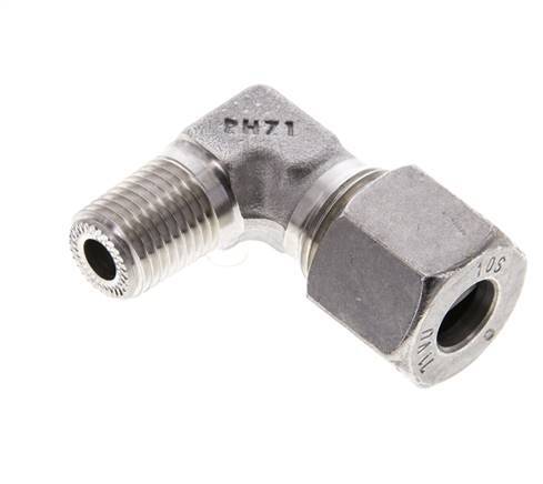 1/4'' NPT Buitendraad x 10S RVS Elbow 90deg Snijring 630 Bar DIN 2353 | Tameson.nl