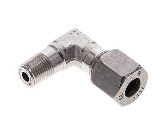 1/8'' NPT Buitendraad x 8L RVS Elbow 90deg Snijring 315 Bar DIN 2353 | Tameson.nl