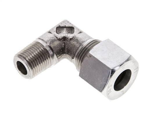 3/8'' NPT Buitendraad x 14S RVS Elbow 90deg Snijring 630 Bar DIN 2353 | Tameson.nl