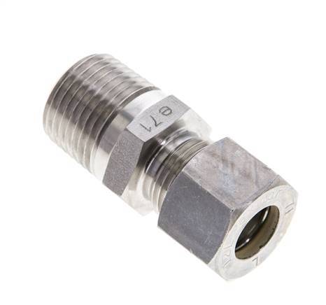 1/2'' NPT Buitendraad x 12L RVS Rechte Knelfitting 315 Bar DIN 2353 | Tameson.nl