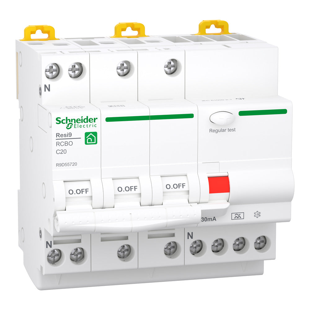 Schneider Resi9 3P+N 20A C-Curve RCBO 30mA 6kA - R9D55720 | Tameson.nl