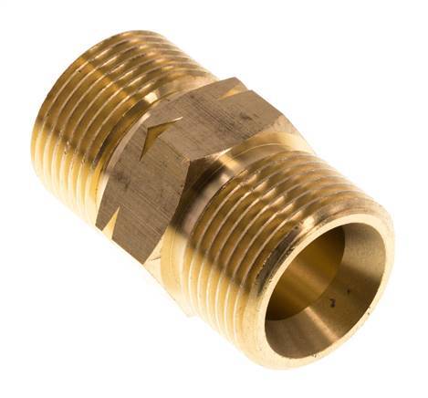 Dubbele Nippel G3/4" Buitendraad X Buitendraad Linkshandig Messing 16bar 27mm Hex | Tameson.nl