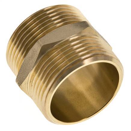 Dubbele Nippel G1 1/4" Messing Vlakke Afdichting 16bar 42mm Hex | Tameson.nl