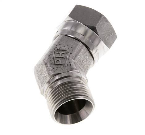 45° L-Koppeling G3/4 '' Binnendraad X Buitendraad Hoge Druk RVS 60° Conus 175bar Hydrauliek ...