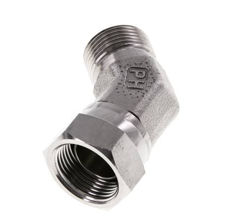 45° L-Koppeling G3/4 '' Binnendraad X Buitendraad Hoge Druk RVS 60° Conus 175bar Hydrauliek ...