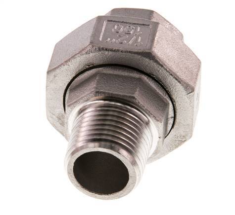 3/4'' NPT x 3/4'' NPT F/M RVS Borstnippel 3-delig met Conische afdichting 16 Bar | Tameson.nl